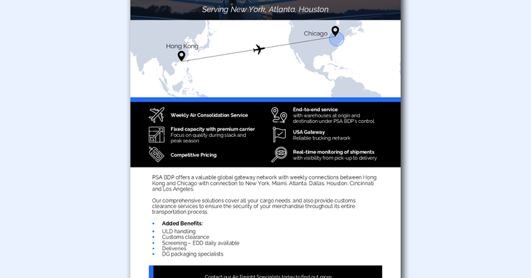 PSA BDP Air Gateway Solutions: Hong Kong - Chicago